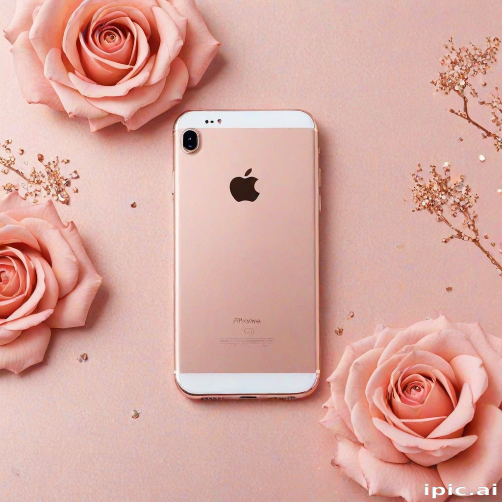 Elegant Pink Roses Surrounding a Stylish Rose Gold iPhone on Soft ...