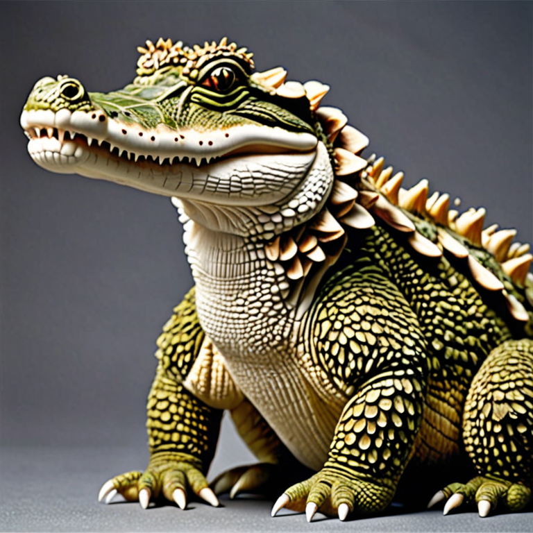 fluffy crocodile made out of mushrooms