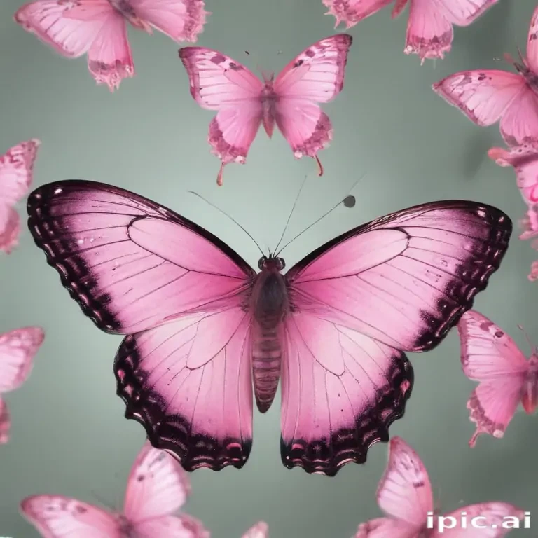 Elegant Pink Butterflies Gracefully Fluttering Against a Soft Green ...
