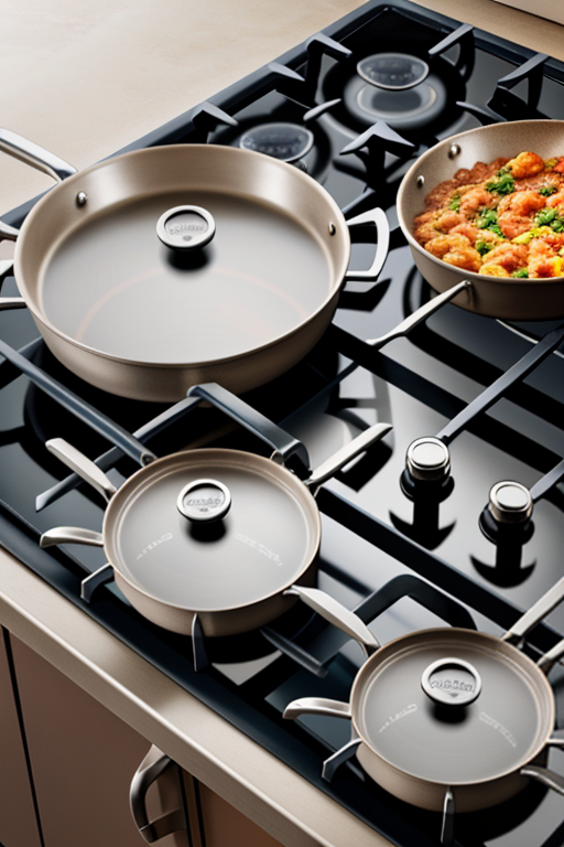 Modern Kitchen Cookware Set Displayed on a Sleek Gas Stove