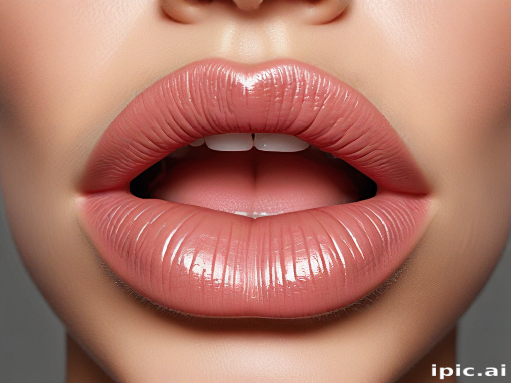 Close-Up of Glossy Lips with an Open Mouth and Natural Shine