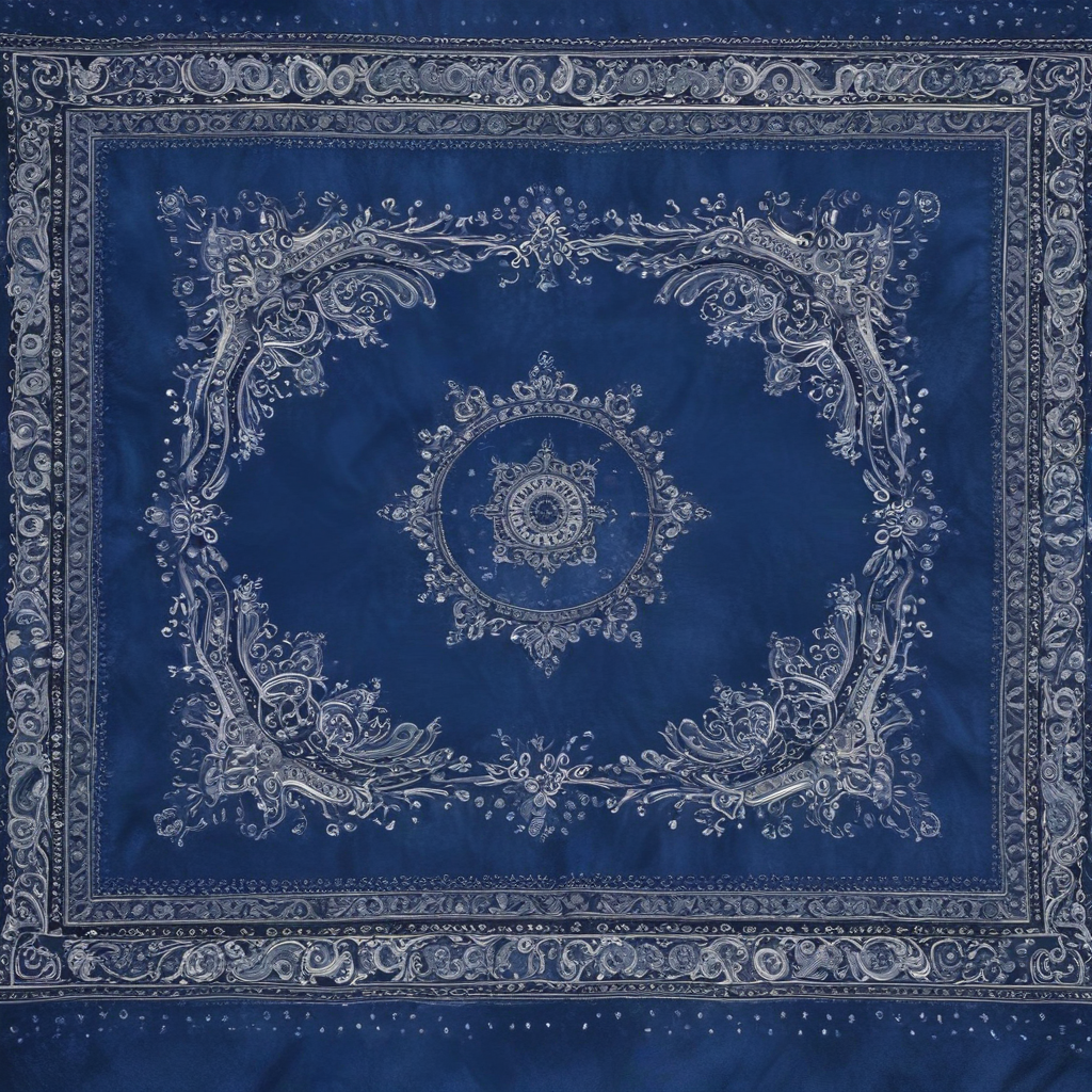 Intricate Blue Fabric Design Featuring Elegant Floral Patterns and ...