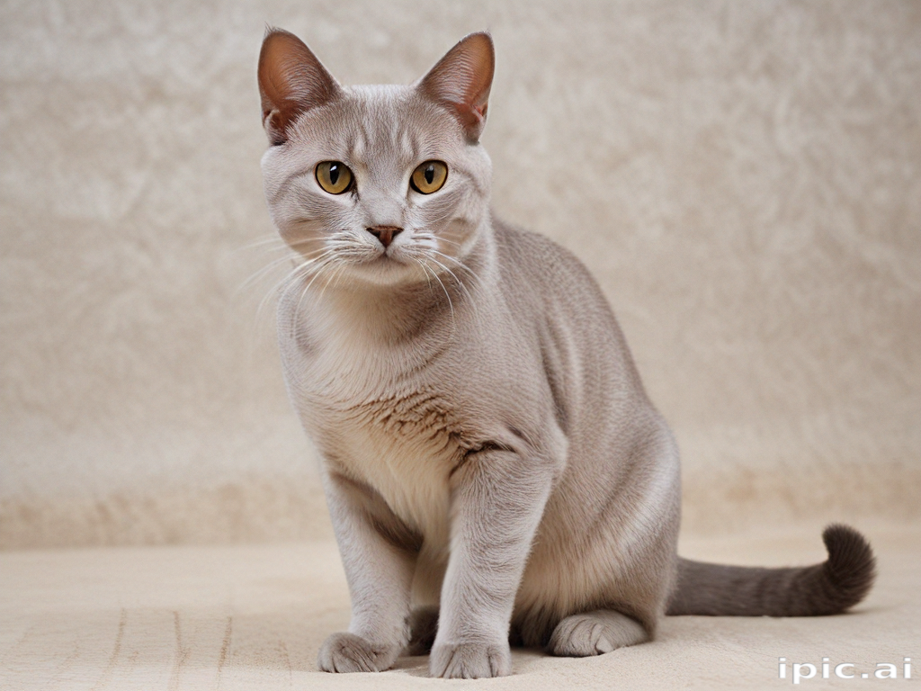 A Beautiful Light Gray Cat Posing Elegantly Against a Soft Background.