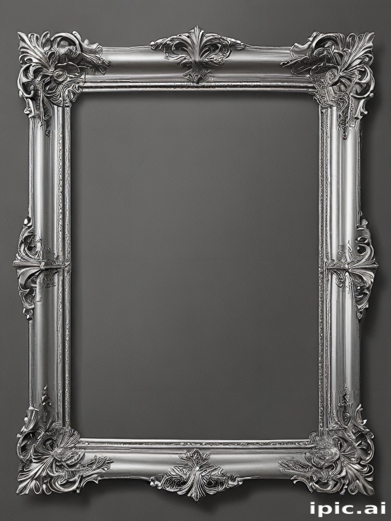 Elegant Silver Picture Frame with Intricate Floral Designs on Dark ...