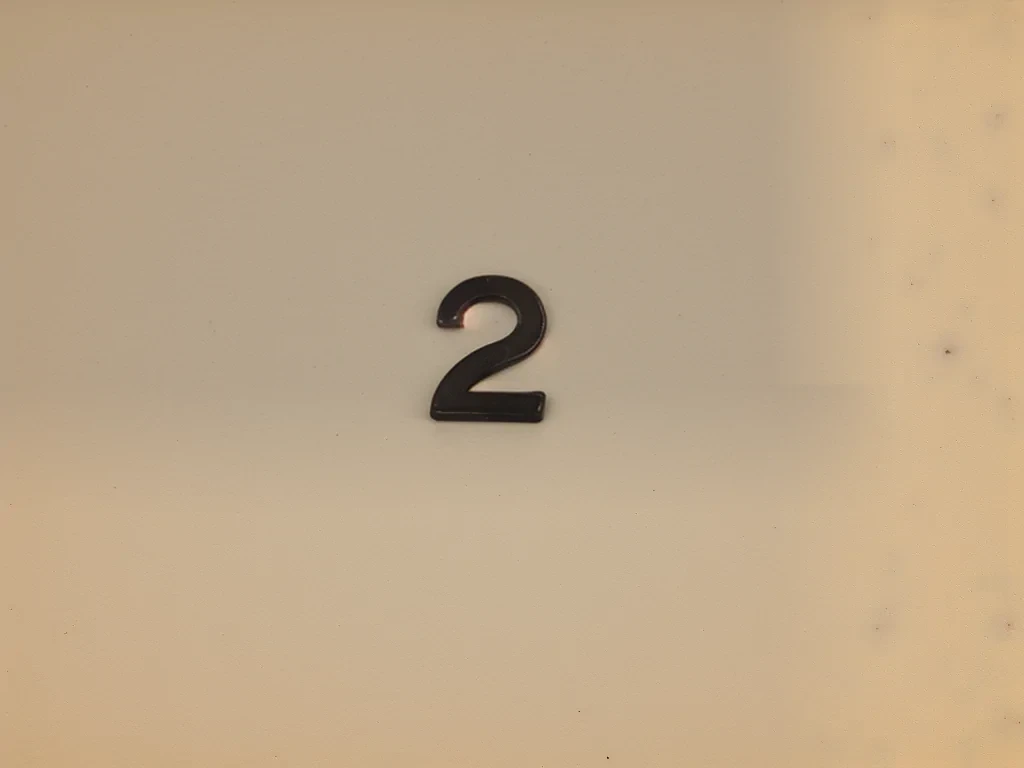 Simple Black Number Two on a Light Background with Minimalist Design