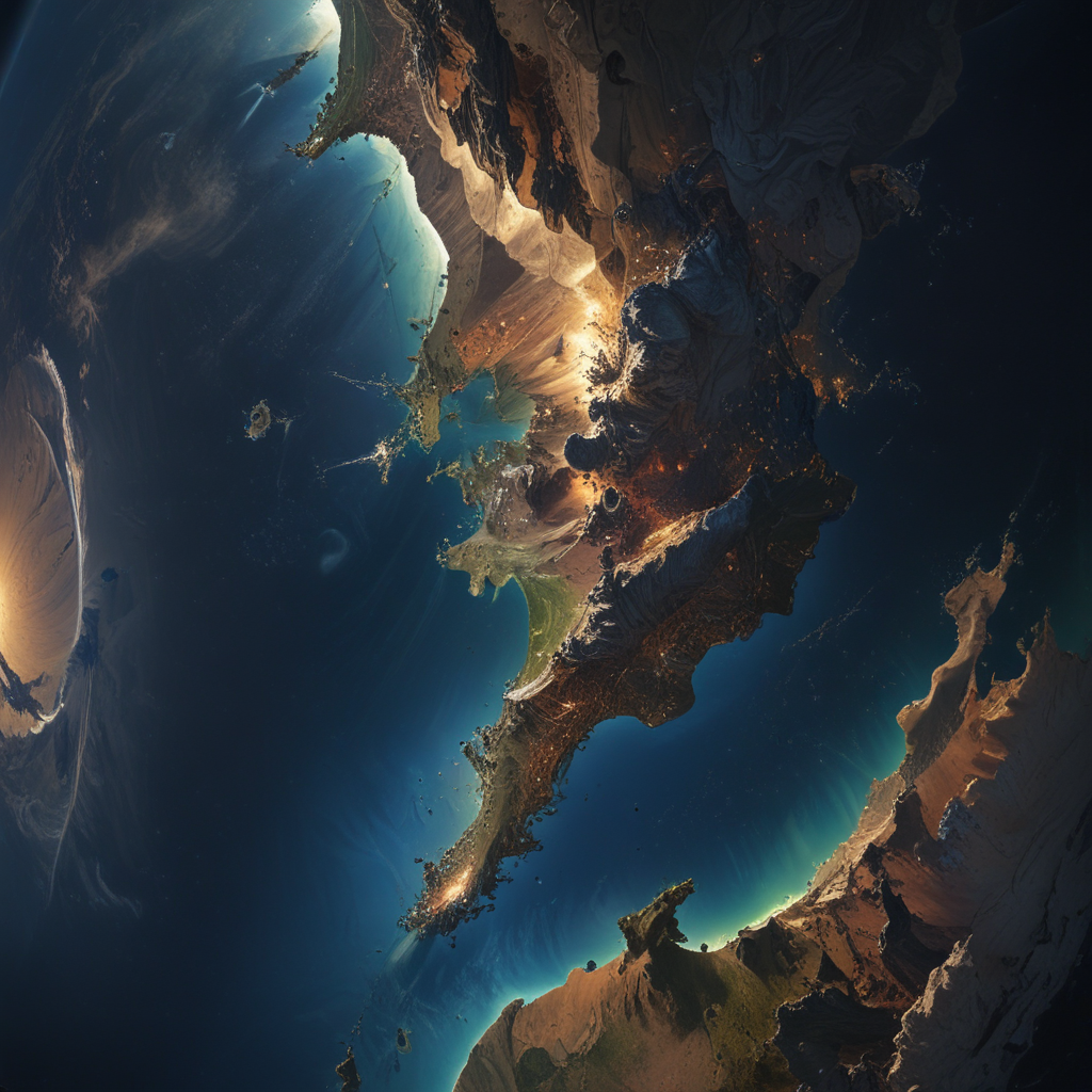 A Stunning Aerial View of a Vibrant Island Landscape at Night.