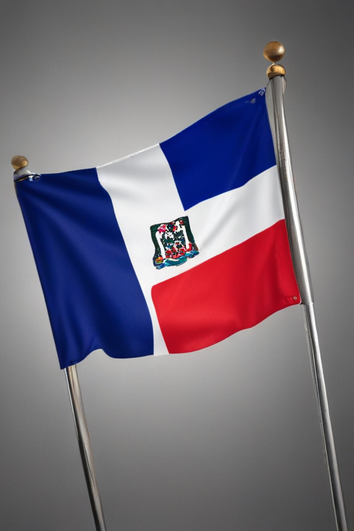 Vibrant Representation of the Dominican Republic's National Flag on Display