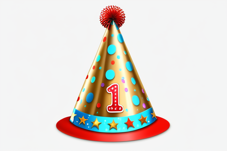Colorful Birthday Party Hat Celebrating a Special First Birthday Milestone