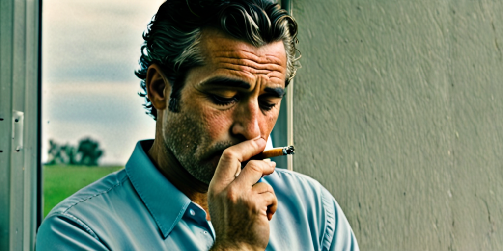 Sad man smoking