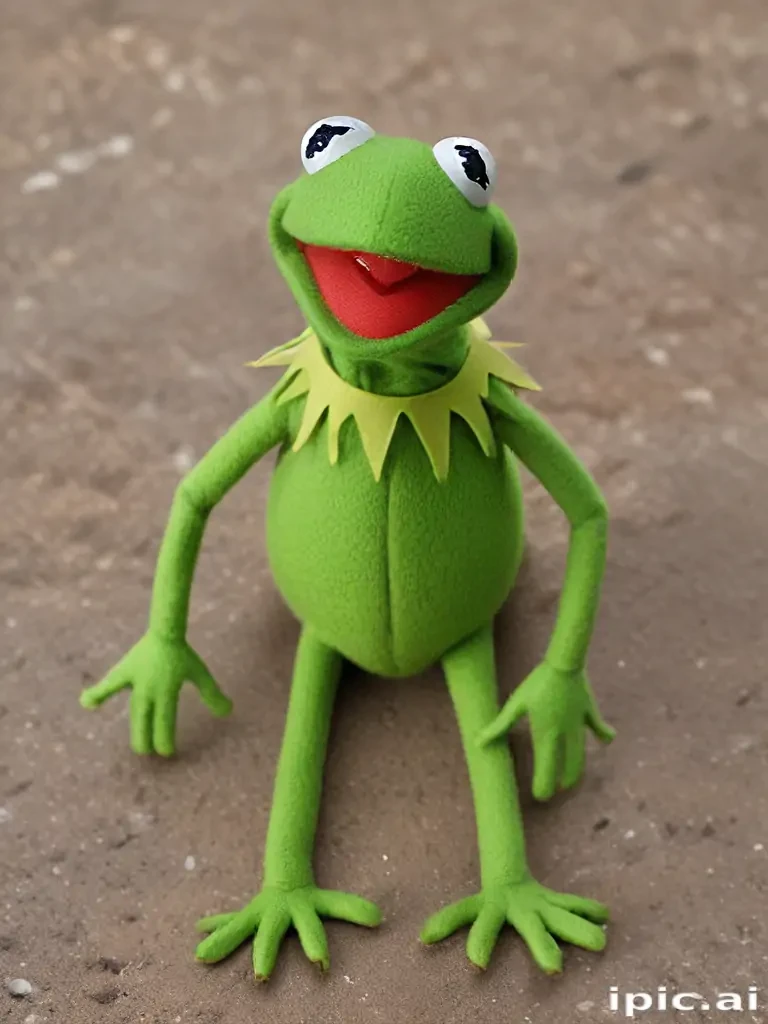 A Cheerful Green Puppet with Big Eyes and a Friendly Smile.