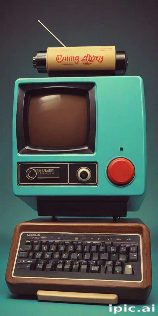 Retro Computer Design Featuring Vintage Monitor and Classic Keyboard Setup