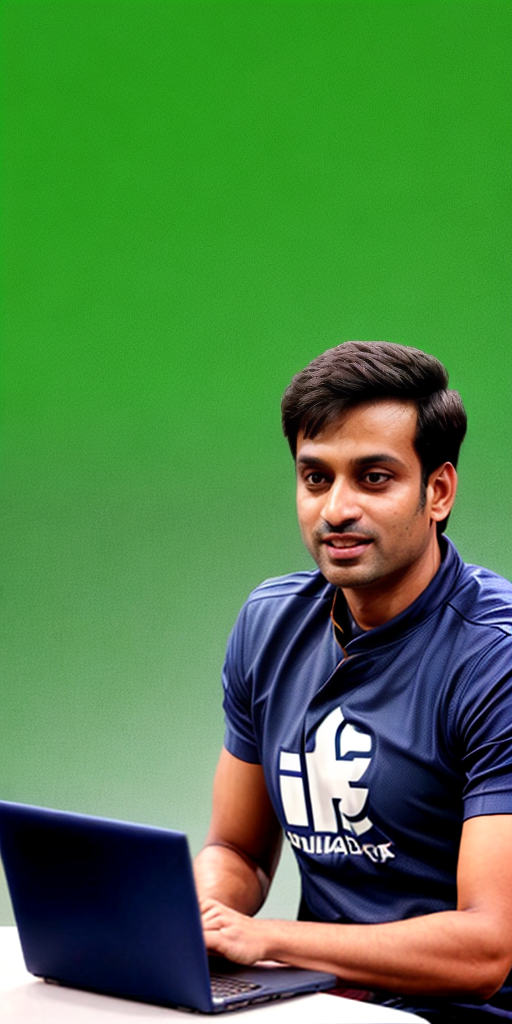 Man Named Vivek sitting with laptop Facebook wall right side Indian flag