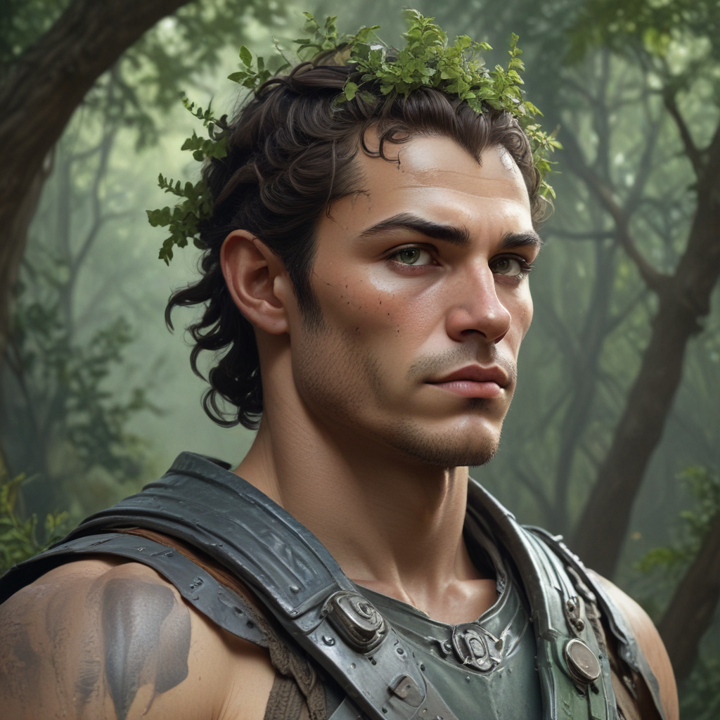 Realistic sci-fi painting of a male Gaea's liege