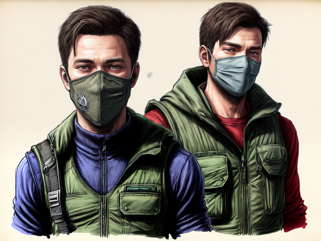 drawing of a dayz guy with a vest and mask