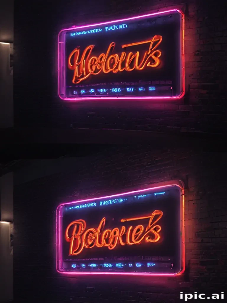 Neon Sign Displaying the Names of Two Different Establishments in ...