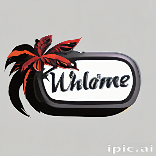 Welcome Sign with Vibrant Tropical Design and Artistic Lettering Style