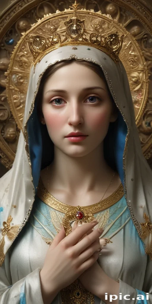 Serene Portrait of a Young Woman in Religious Garb with Gold Accents