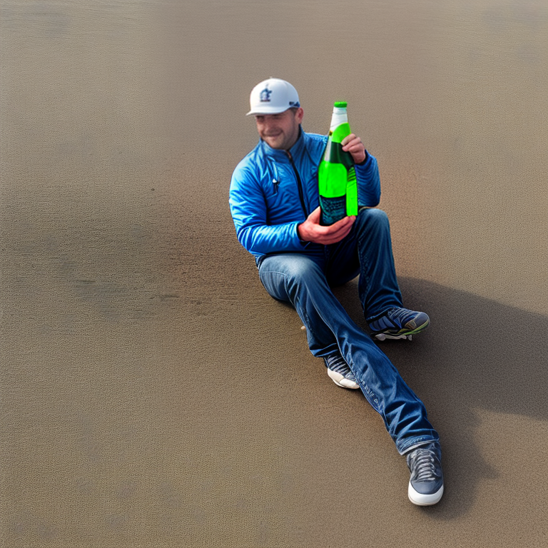a guy holding bottle