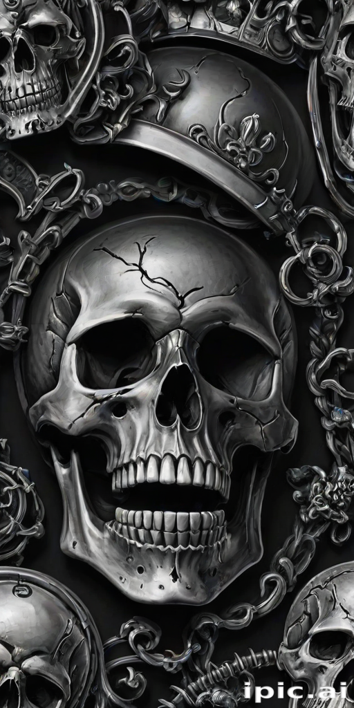 Intricate Design Featuring Multiple Skulls with Elaborate Decorative ...