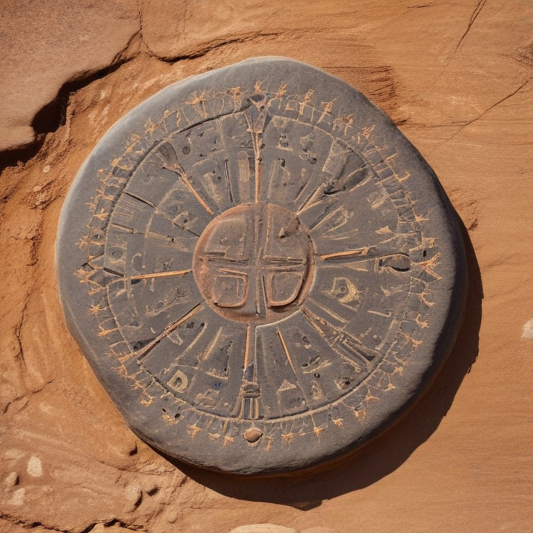 Ancient Rock Carving Depicting Intricate Symbols and Geometric Patterns ...