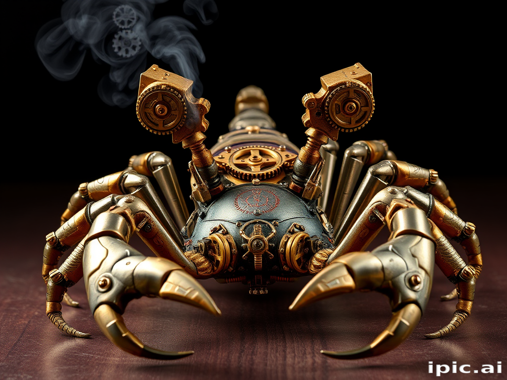 Intricate Steampunk Crab Sculpture with Mechanical Details and Smoke ...
