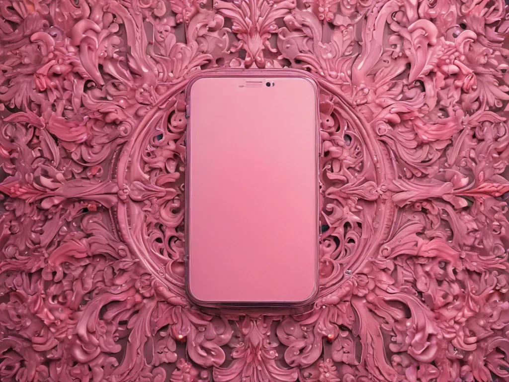 Elegant Pink Smartphone Centered on Intricately Designed Pink Ornate ...
