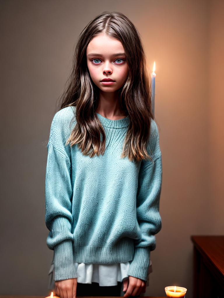 Meika woollard alone in a dark room lit by a candle