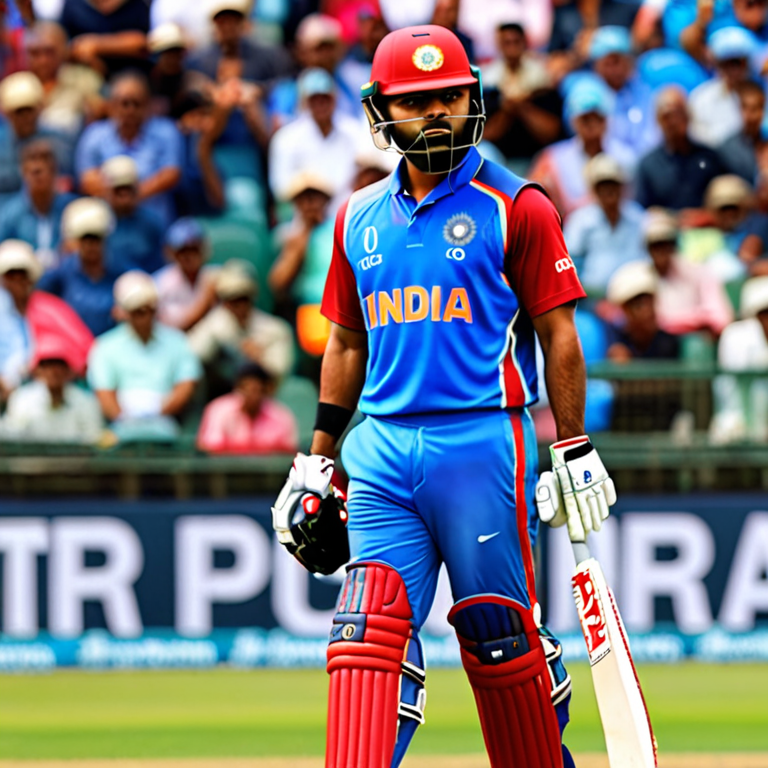 Genarate image :In a fusion of cricket and superhero universes ...