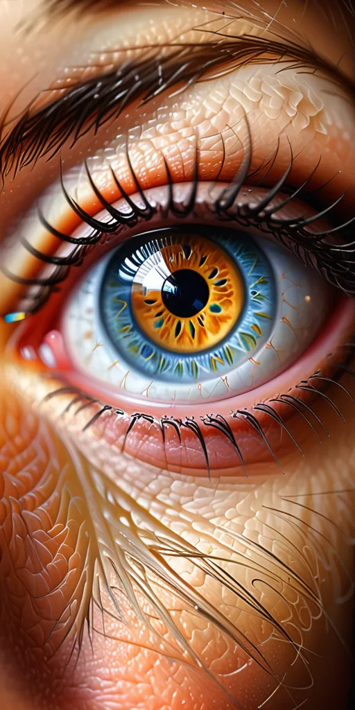 A Captivating Close-Up of a Strikingly Detailed Human Eye in Focus