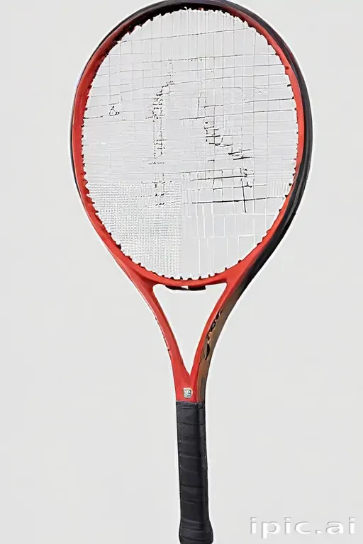 Close-Up View of a Red and Black Tennis Racket Display