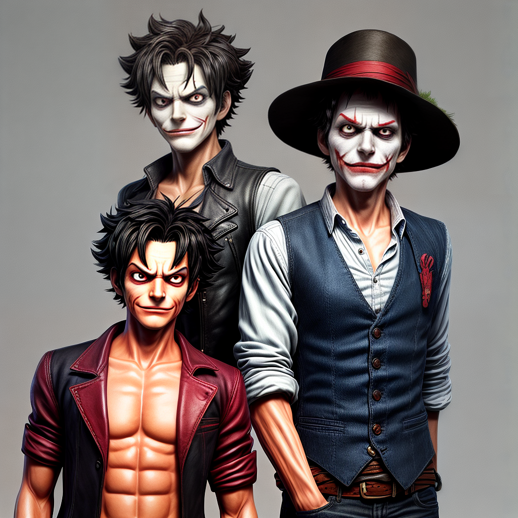 realistic luffy with joker make up with black bottom