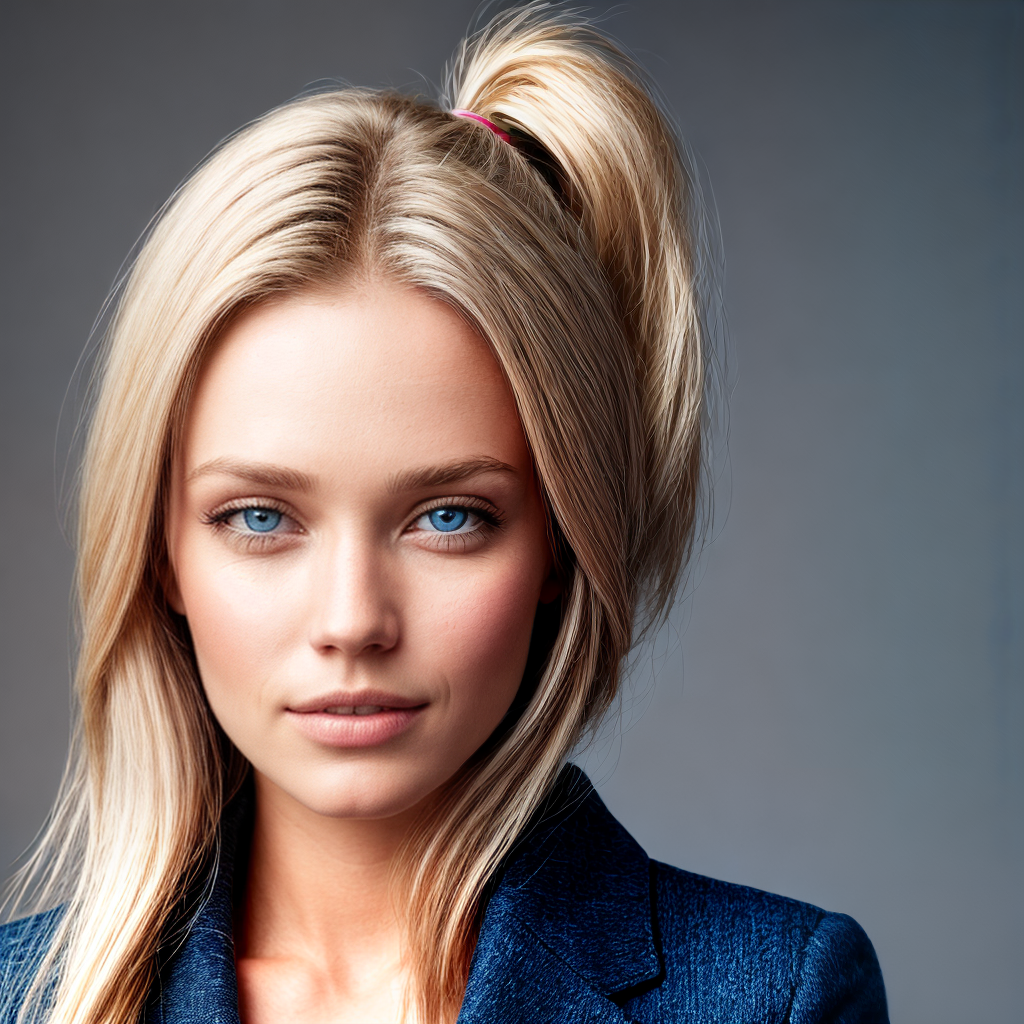 Scandinavian female blonde hair blue eyes full face and head portrait