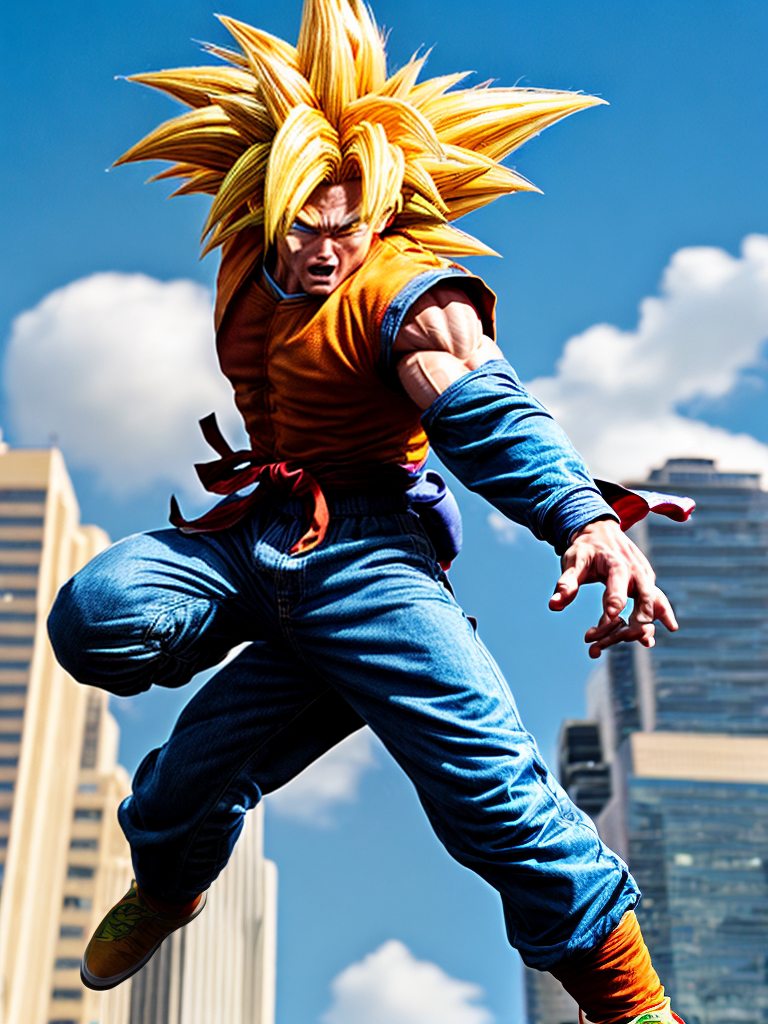 super super saiyan goku + flying + avenue paulista Brazil