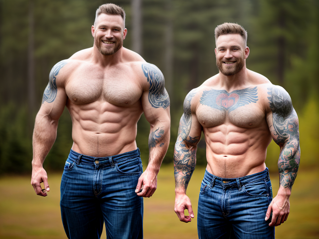 Big muscle Man with tattooe ín alaska