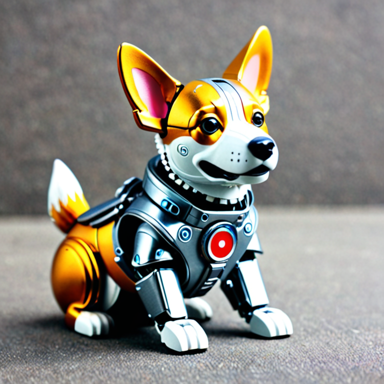 metal robot cyber corgi dog