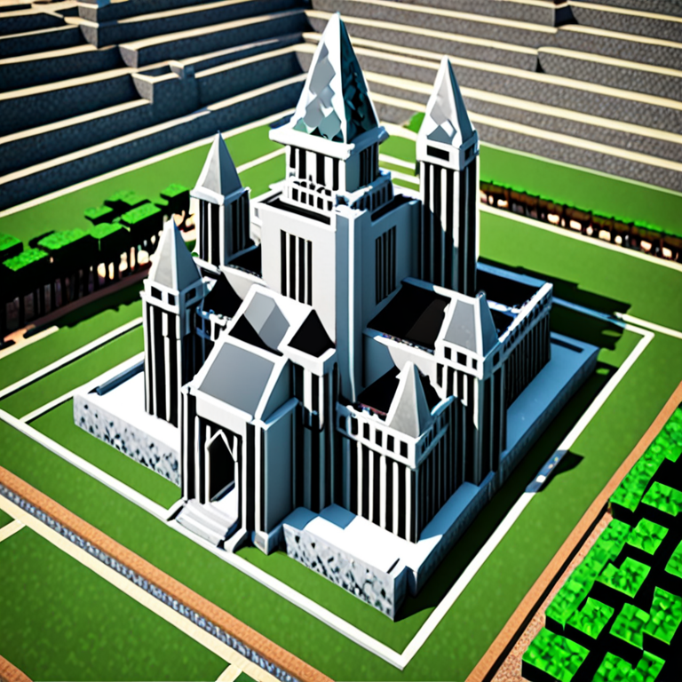 castle in Minecraft, made of quartz diorite and compact ice, in a ...