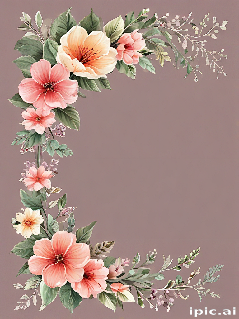 Beautiful Floral Border Design with Soft Pink and Cream Flowers on a ...
