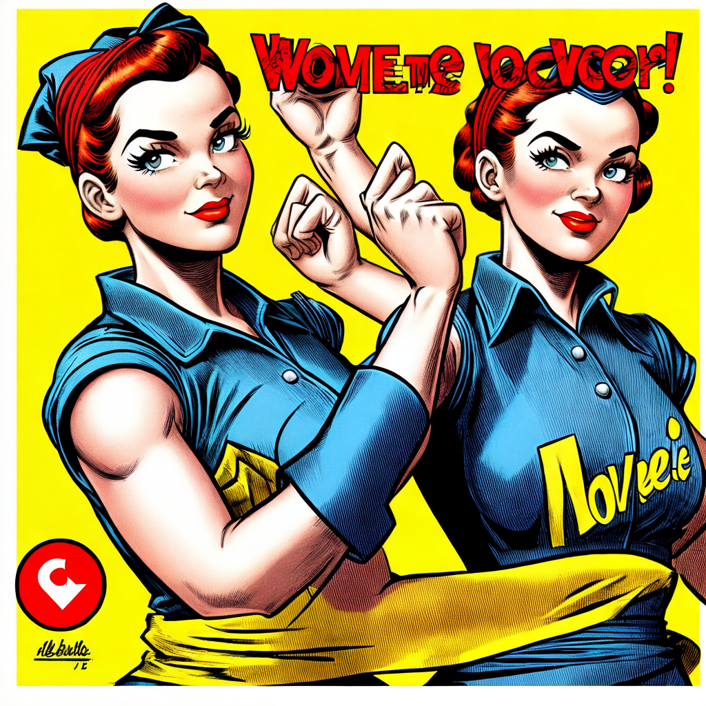 original rosie the riveter in old comics book style