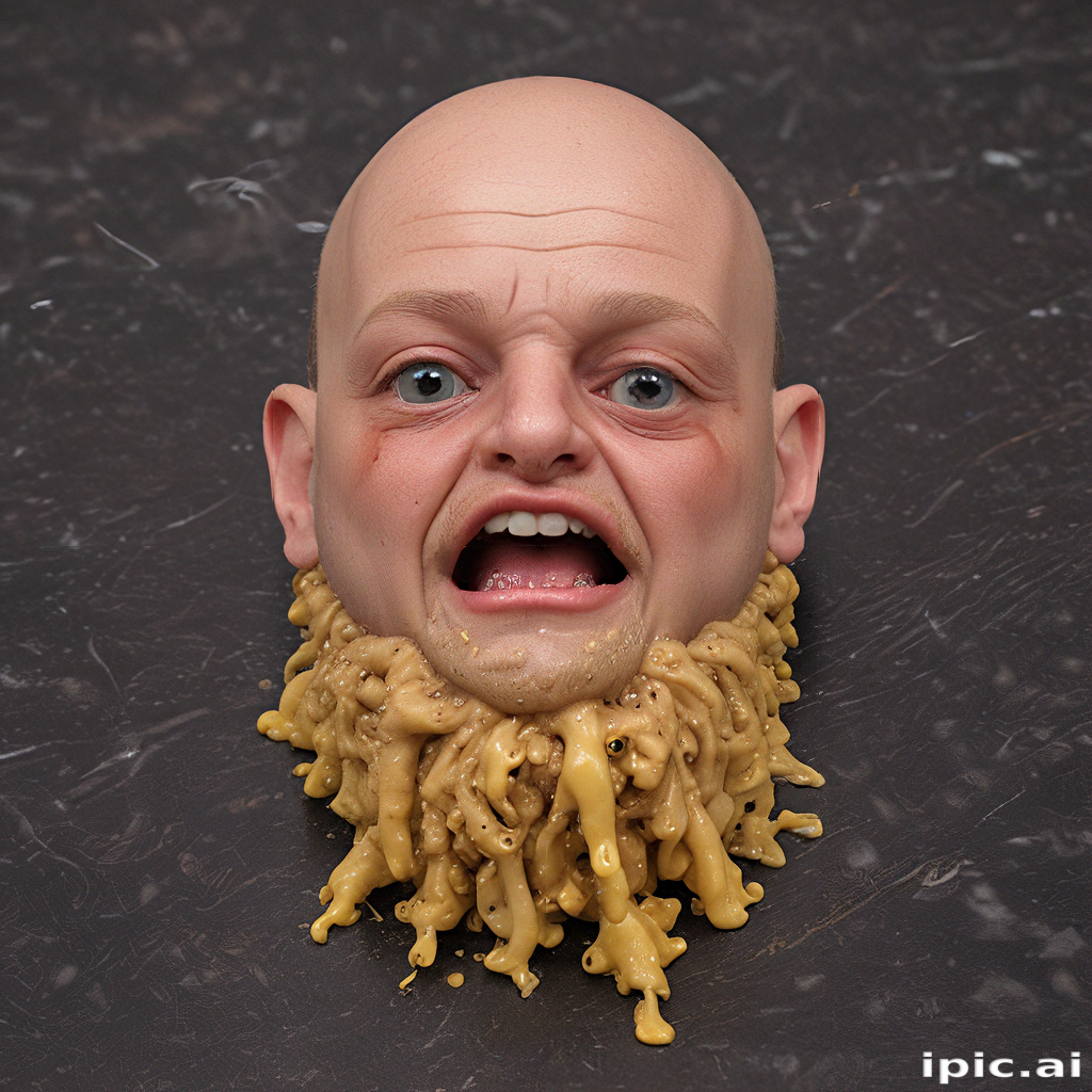 Surreal Sculpted Head with Melting Yellow Substance and Distorted ...