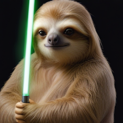 Donald trump sloth holding green light saber
