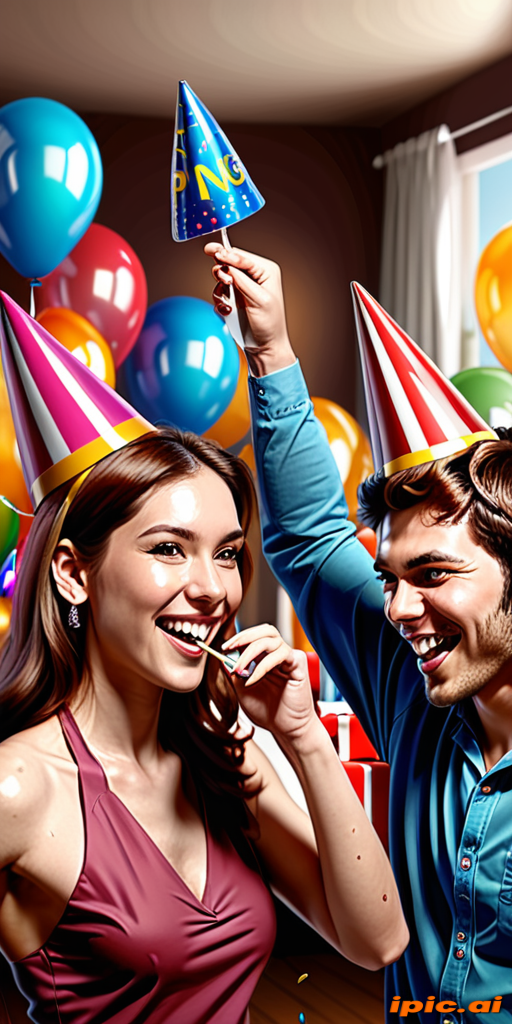 Joyful Celebration: Friends Enjoying a Colorful Birthday Party Together