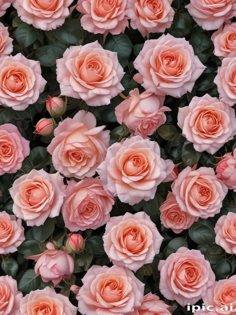Beautiful Arrangement of Soft Pink Roses Surrounded by Lush Green Leaves