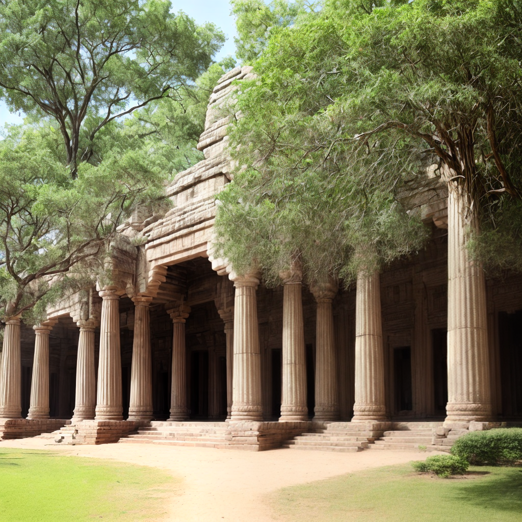 Ancient indian palace with pillars background