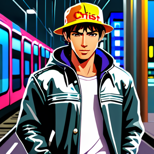 hot anime guy with a hat and jacket that says Cris Effect on it. while ...