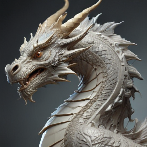 Majestic White Dragon Sculpture with Intricate Details and Captivating ...