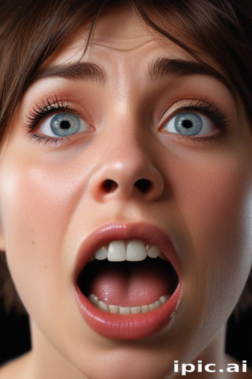 Expressing Fear: A Close-Up of a Woman's Shocked Facial Reaction