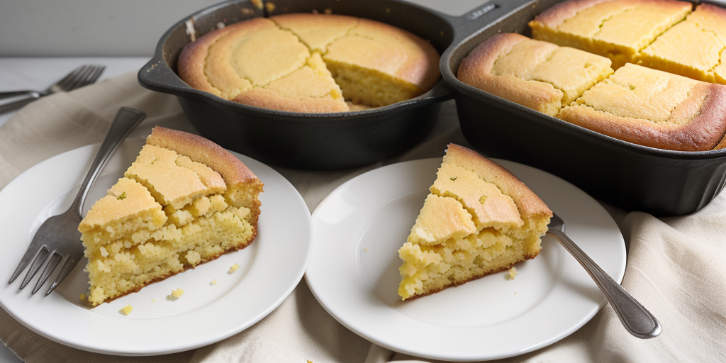 Deliciously Baked Golden Cornbread Served with Generous Slices on Plates