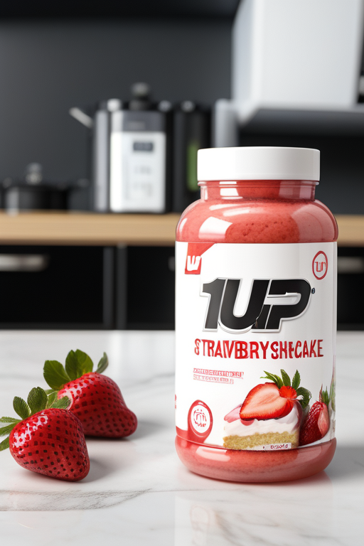 Delicious 1UP Strawberry Shake Protein Powder with Fresh Strawberries ...