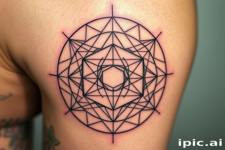 Intricate Geometric Tattoo Design on the Upper Arm Featuring Complex ...