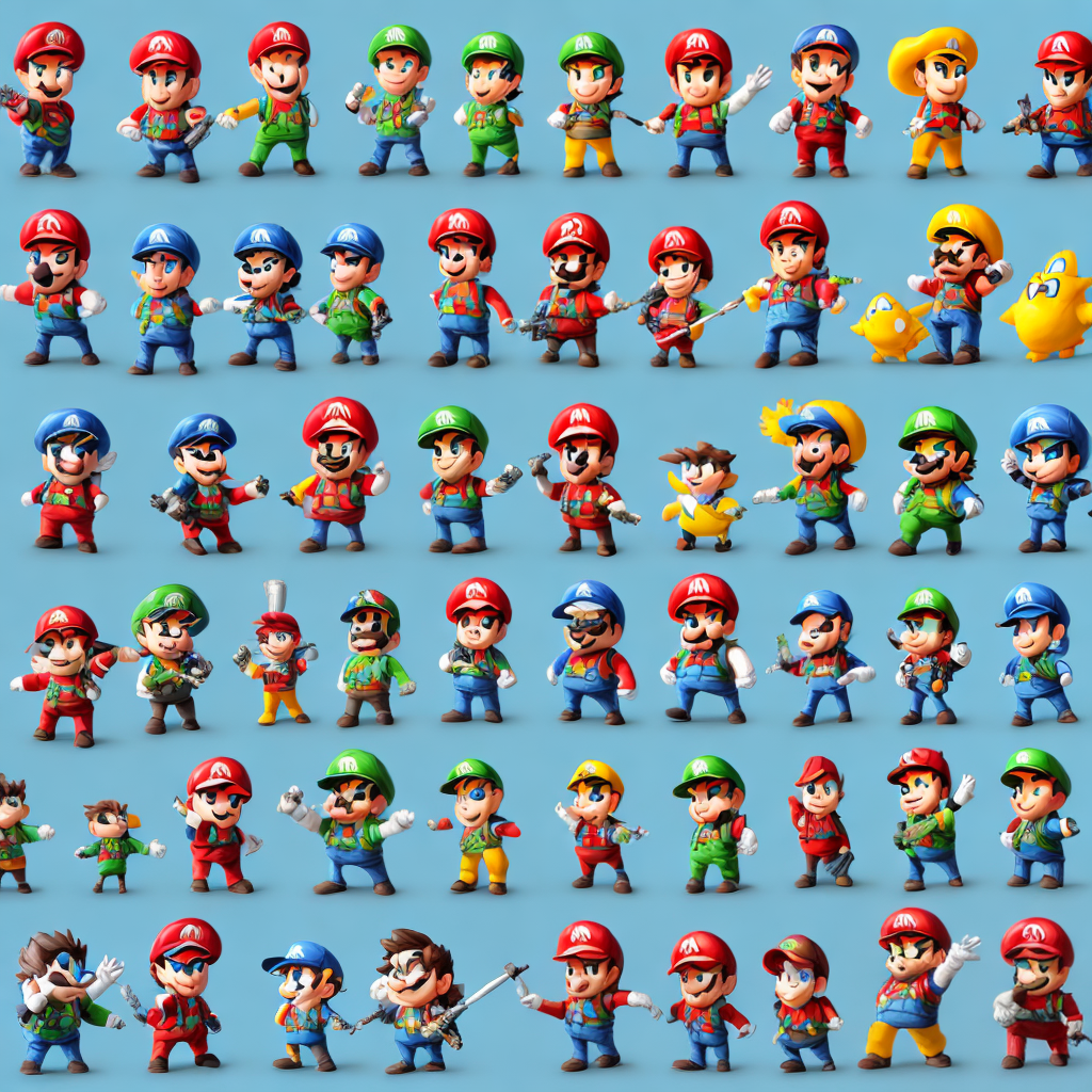 All nintendo characters standing around each other with various poses ...